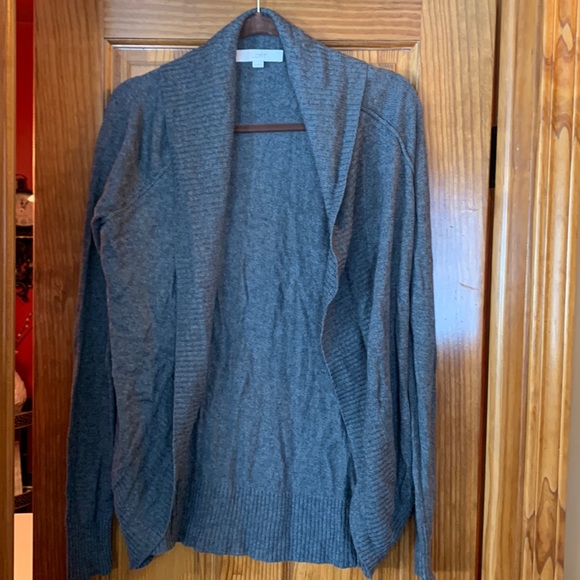 LOFT | Sweaters | Loft Womens Rib Edged Knit Sweater Slate Gray Color ...